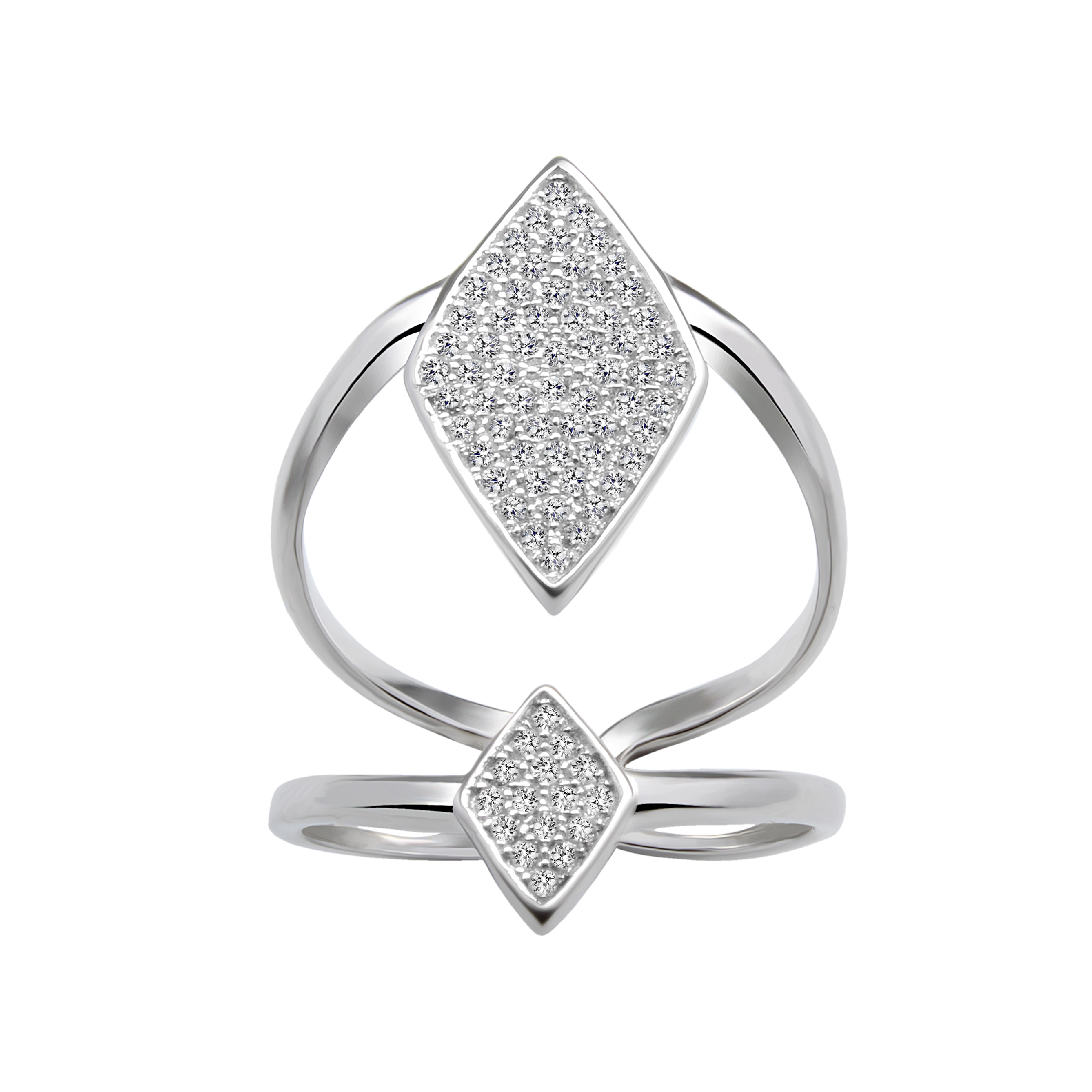 Silver Daimond Shaped Cubic Zirconia Ring - 925 Silver Jewelry