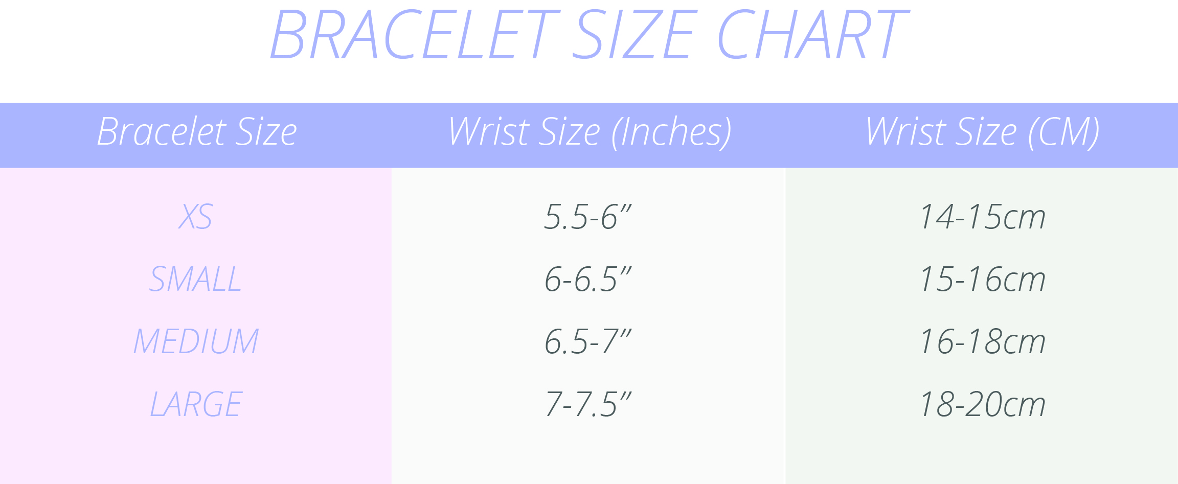 Necklace & Bracelet Size Charts - 925 Silver Jewelry