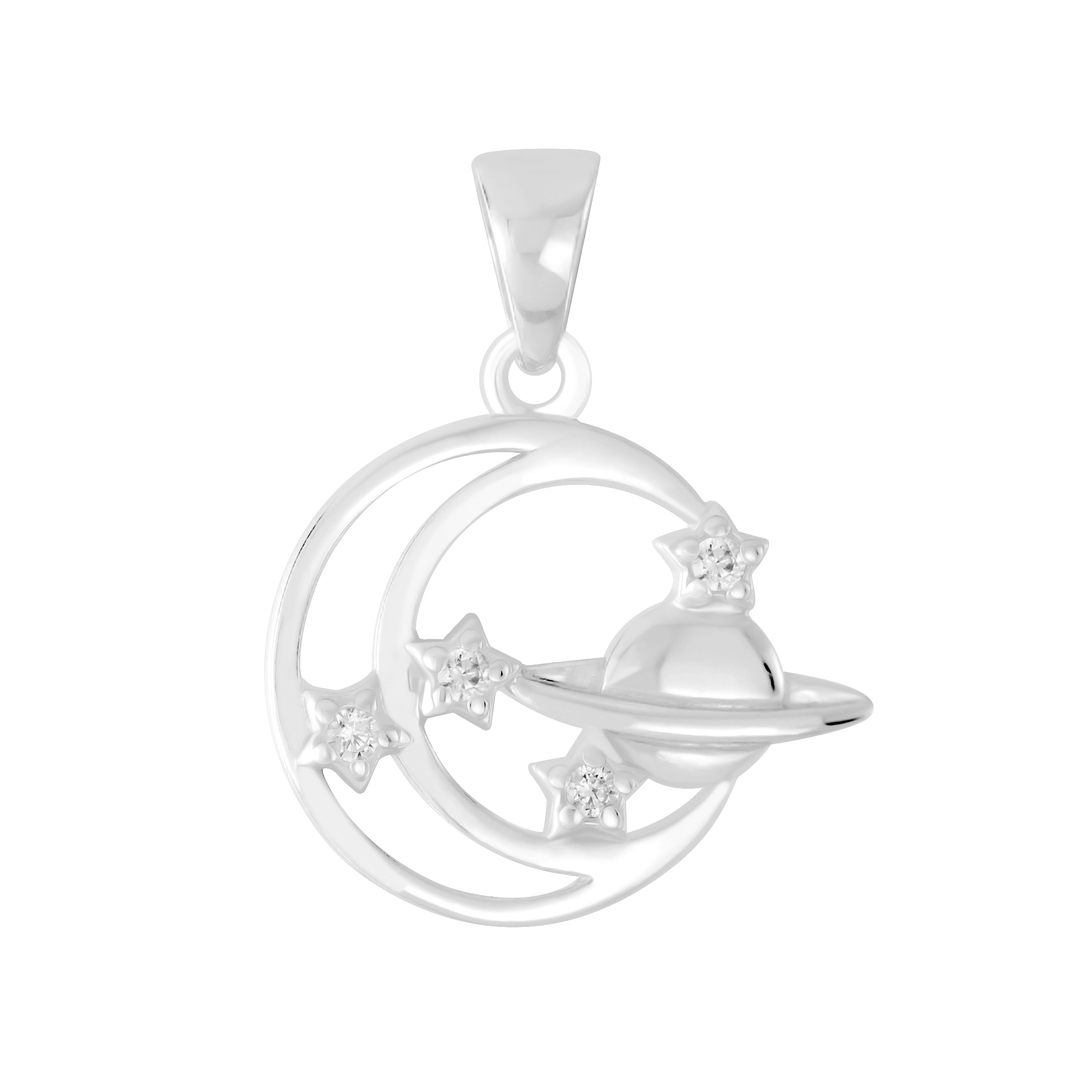Silver Planet Pendant - 925 Silver Jewelry